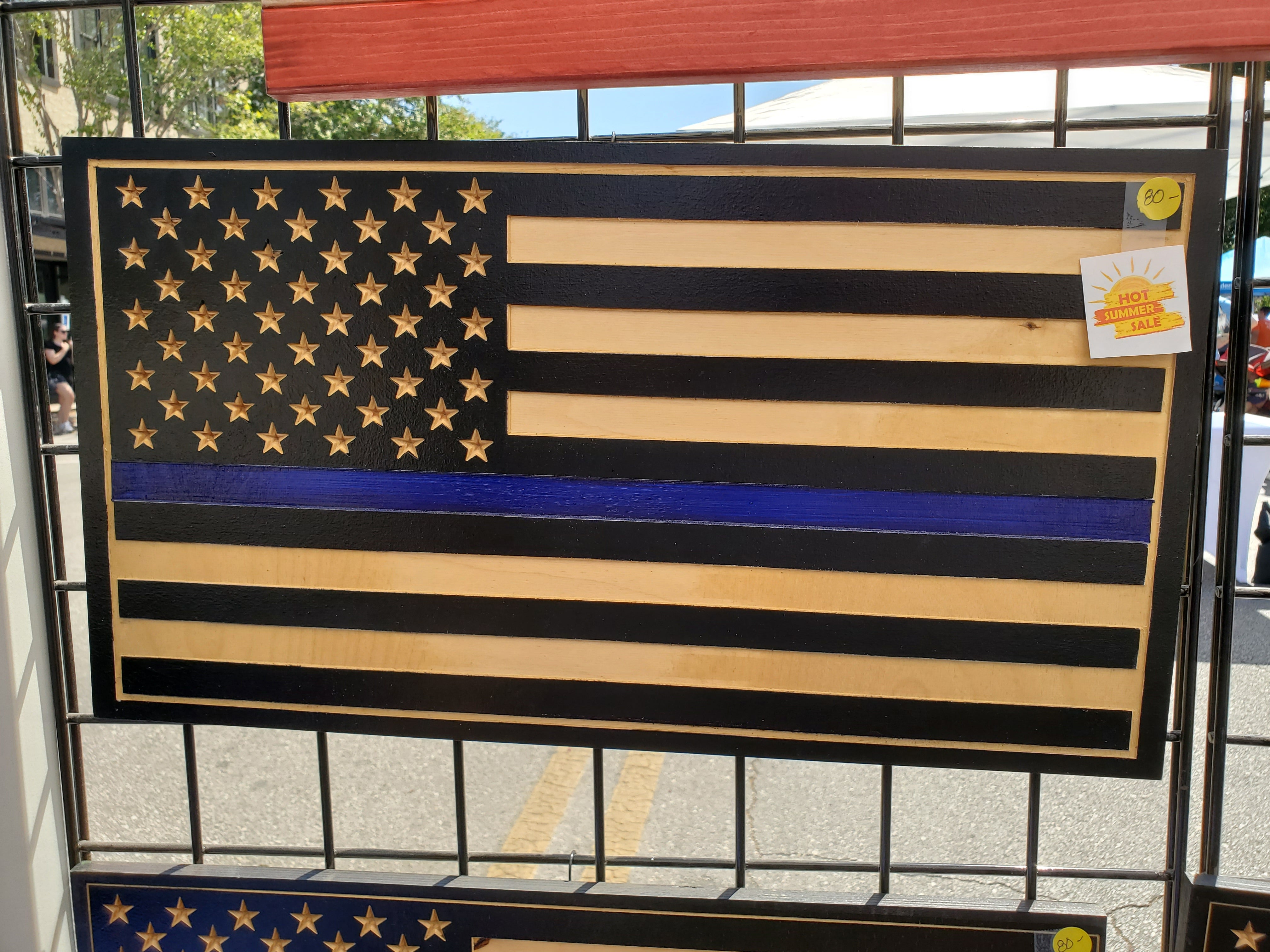 Thin Blue Line 12x22" Contrast Black Simple Flag – Brothers Grimm Woodworks